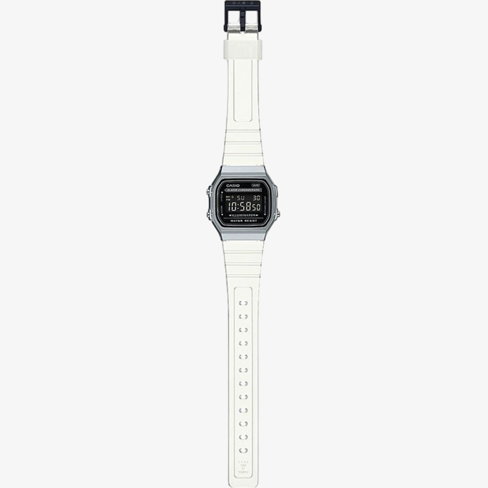 Casio A168XES-1BEF Unisex Clear Rubber Strap Digital Watch