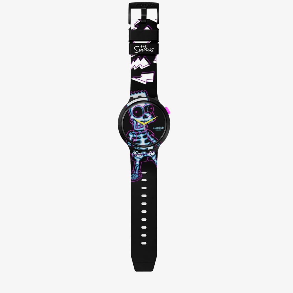 Swatch SB01Z105 The Simpsons Aye Carumboo Bart Skeleton Watch