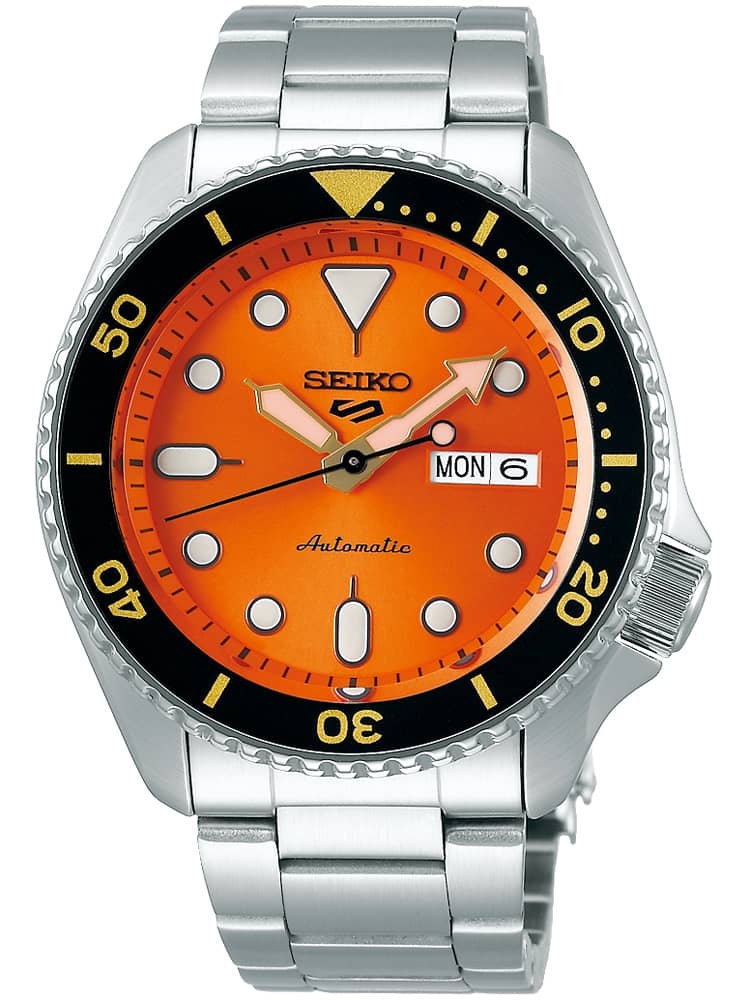 Seiko Mens 5 Sports Automatic Orange Bracelet Watch SRPD59K1