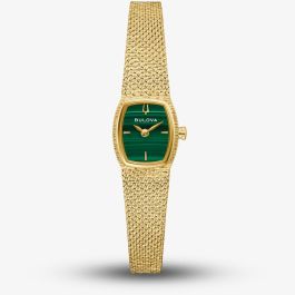 Bulova 97L184 Ladies Goddess of Time Gold Plated Green Dial Watch